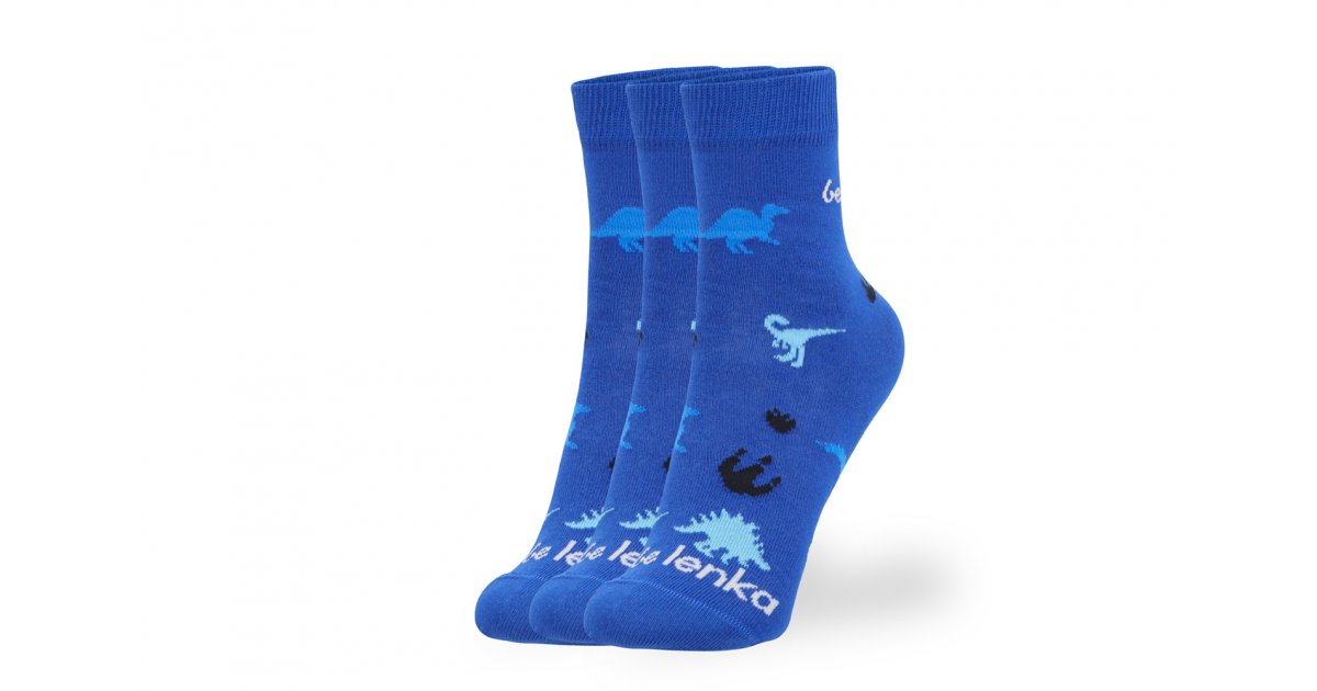 Kids barefoot Socks Be Lenka Kids - Crew - Dino - Royal Blue - 3 pack ...