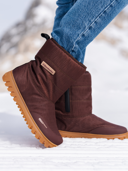 Winter Barefoot Boots Barebarics PolarStride - Copper Brown | Be Lenka